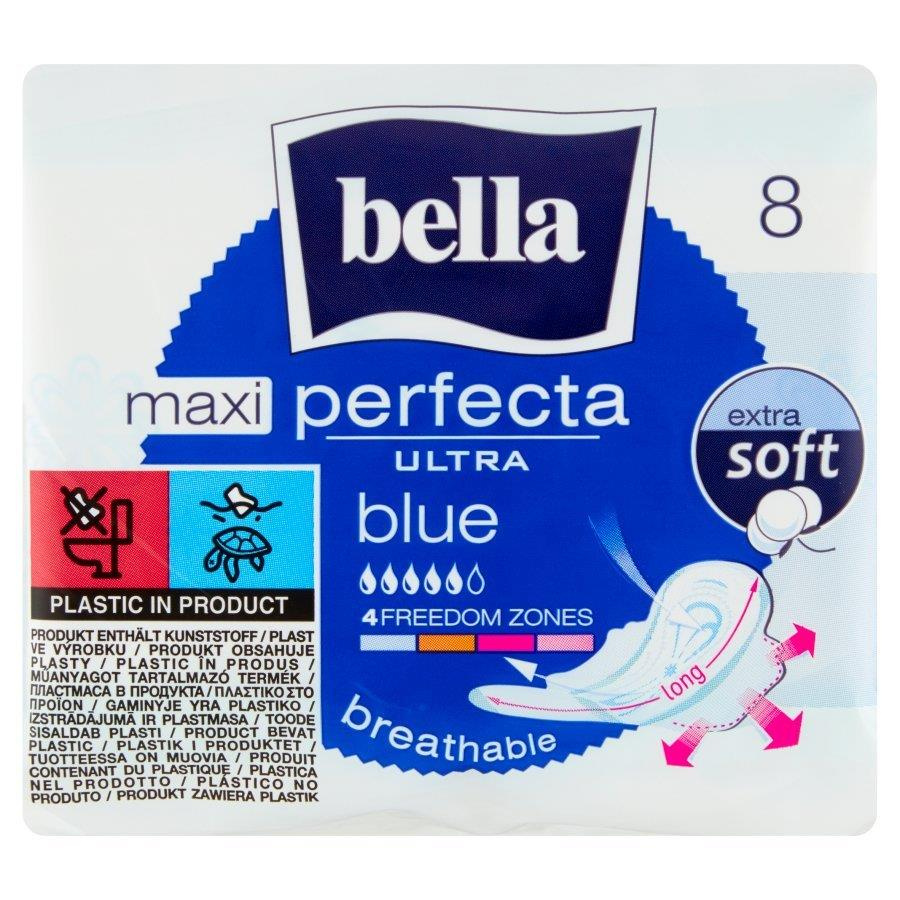 Bella Perfecta Ultra Maxi Blue Sanitary Pads 8 Pieces | Body \ Intimate ...