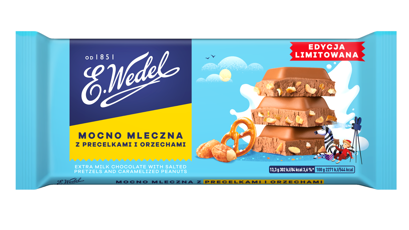 E. Wedel Milky Chocolate with Pretzels and Nuts 80g