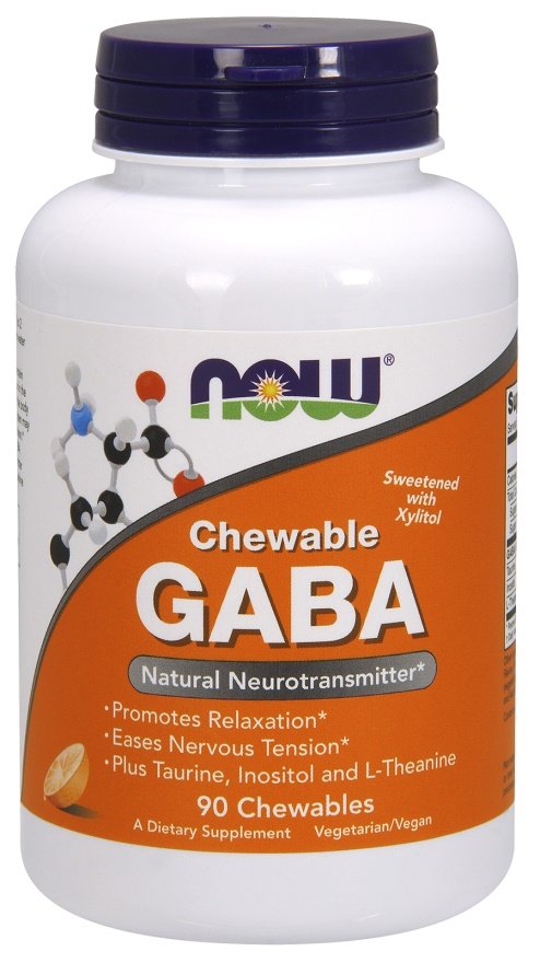 NOW Foods GABA Chewable with Taurine Inositol and L-Theanine for ...