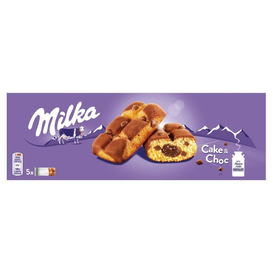 Milka Cake & Choc Ciastka Biszkoptowe z Kawałkami Czekolady Mlecznej ...